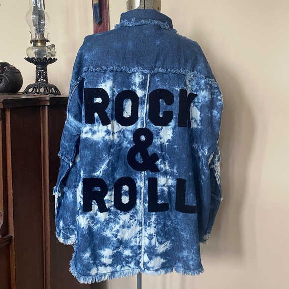Elan | Jackets & Coats | Euc Rock Roll Elan Distressed Oversized Blue ...